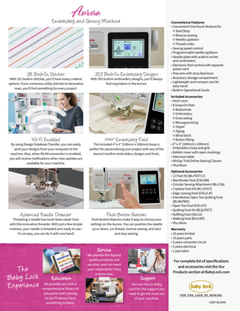 Aurora – Baby Lock | Fenton Sew & Vac